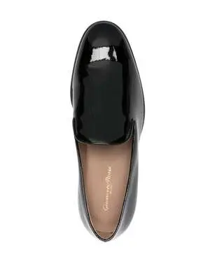 GIANVITO ROSSI Patent-finish Leather Loafers - Black