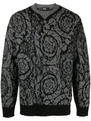 Versace Barocco-intarsia Wool Jumper
