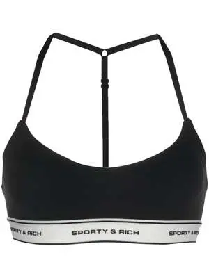 SPORTY & RICH Logo-underband Sports Bra - Black