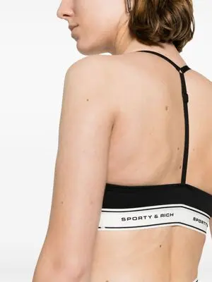 SPORTY & RICH Logo-underband Sports Bra - Black