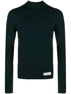Balmain Mock-neck Merino Jumper - Green