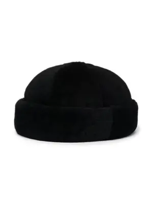 Prada Shearling Hat With Triangle Logo