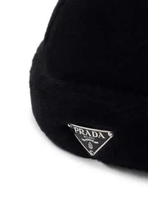 Prada Shearling Hat With Triangle Logo