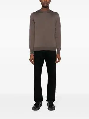 DELL'OGLIO Crew-neck Rib-trim Jumper - Brown