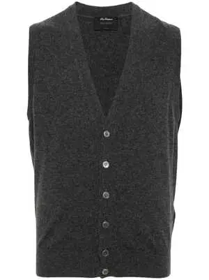 DELL'OGLIO V-neck Cashmere Vest - Grey