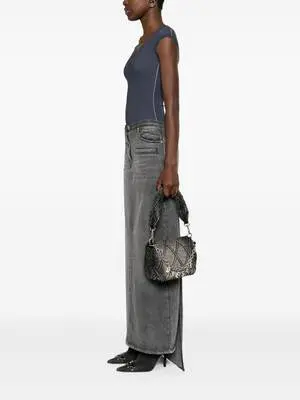 DIESEL® Small Logo-charm Quilted Denim Bag - Black