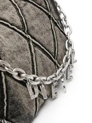 DIESEL® Small Logo-charm Quilted Denim Bag - Black