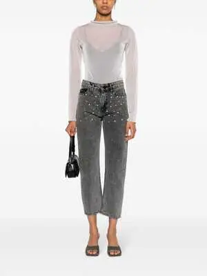 ANA RADU Crystal-embellished Cropped Jeans - Grey