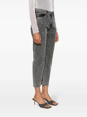 ANA RADU Crystal-embellished Cropped Jeans - Grey