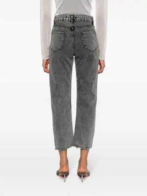 ANA RADU Crystal-embellished Cropped Jeans - Grey