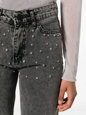 ANA RADU Crystal-embellished Cropped Jeans - Grey
