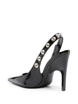 Attico 105mm Stud-embellished Patent Leather Pumps - Black
