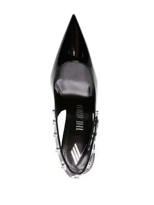 Attico 105mm Stud-embellished Patent Leather Pumps - Black