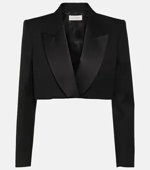 Alexander McQueen Cropped Wool Tuxedo Jacket