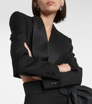 Alexander McQueen Cropped Wool Tuxedo Jacket