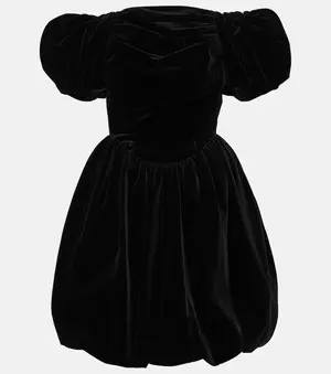 Simone Rocha Off-shoulder Velvet Mini Dress