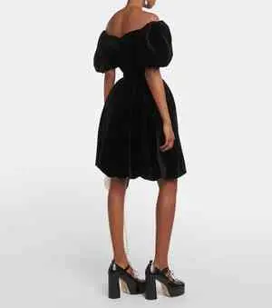 Simone Rocha Off-shoulder Velvet Mini Dress