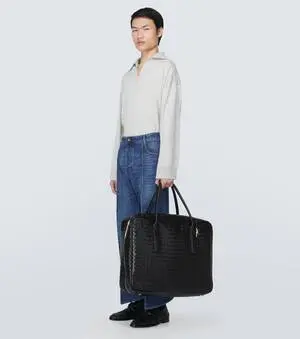 Bottega Veneta Getaway Intrecciato Duffle Bag - Black