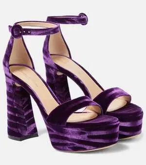 GIANVITO ROSSI Holly Velvet Platform Sandals