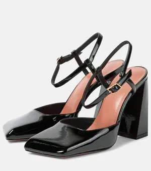 Amina Muaddi Charlotte 95 Patent Leather Pumps - Black