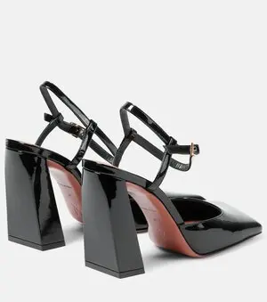 Amina Muaddi Charlotte 95 Patent Leather Pumps - Black