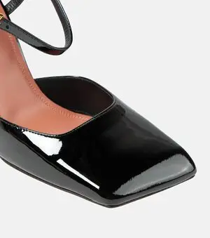 Amina Muaddi Charlotte 95 Patent Leather Pumps - Black