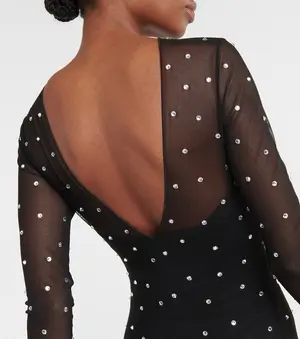 Oseree Gem Embellished Mesh Jumpsuit