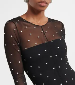 Oseree Gem Embellished Mesh Jumpsuit