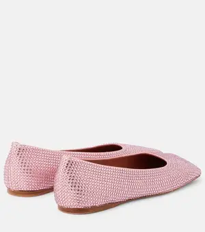 Amina Muaddi Ane Embellished Ballet Flats - Pink