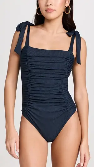 Minkpink Constance Ruched One-piece Swimsuit - Navy