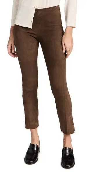 Vince Stretch Suede Split Hem Crop Leggings