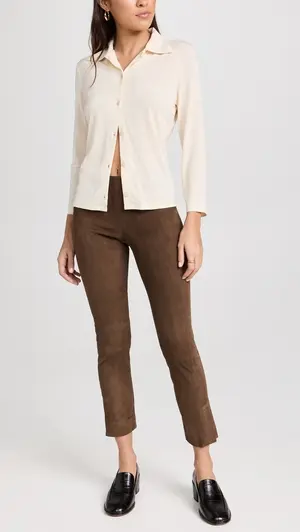 Vince Stretch Suede Split Hem Crop Leggings