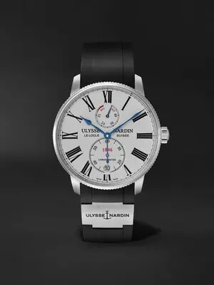 ULYSSE NARDIN Marine Torpilleur Automatic 42mm Stainless Steel And Rubber Watch - White