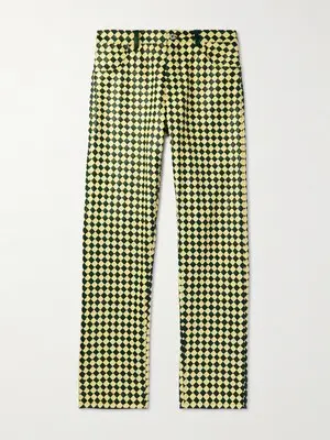 Bottega Veneta Straight-leg Intrecciato Leather Trousers - Green