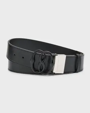 Bally Reversible Leather Emblem Belt - Black Palladio