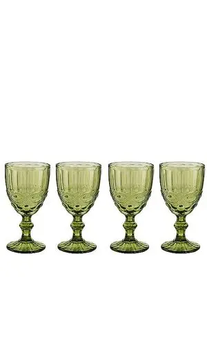 CHEFANIE Green Stem Glasses Set Of 4 In Green - N,a
