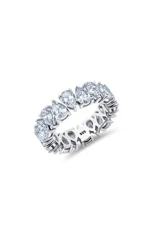 CRISLU Pear Cut Zirconia Eternity Ring - Silver