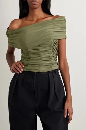 Tibi Convertible Ruched Jersey Top