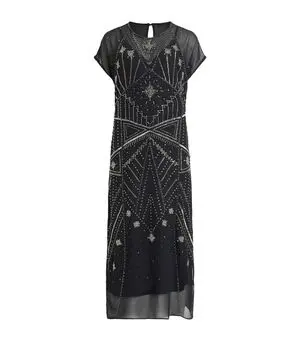 ALLSAINTS Embellished Etta Midi Dress