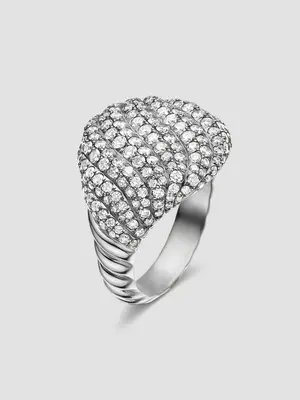 David Yurman Sculpted Cable Pinky Ring In 18k White Gold