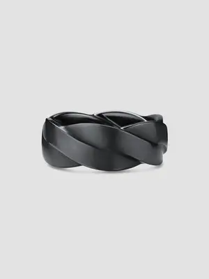 David Yurman Dy Helios Band Ring In Titanium - Black
