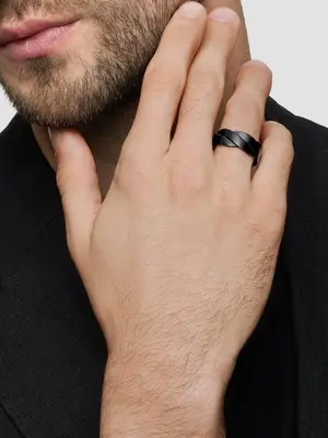 David Yurman Dy Helios Band Ring In Titanium