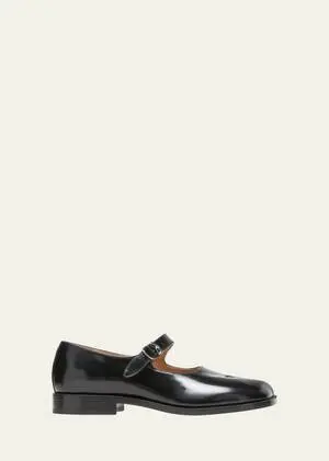 MAISON MARGIELA Tabi Leather Ballerina Flats - Black