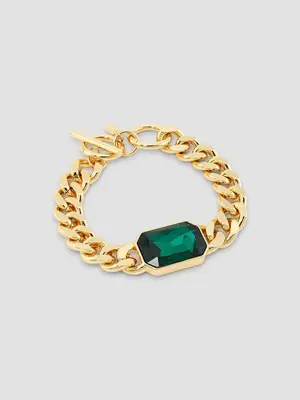 KENNETH JAY LANE 14k -plated & Faux Emerald Toggle Bracelet - Gold