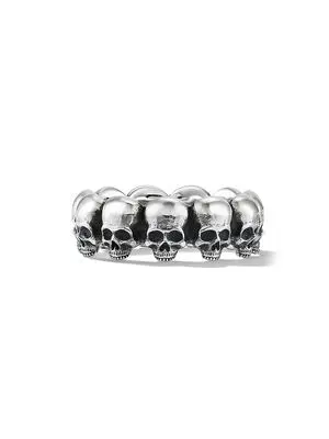 David Yurman Meto Mori Skull Band Ring In Sterling - Silver