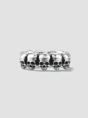 David Yurman Meto Mori Skull Band Ring In Sterling - Silver