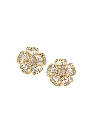 KENNETH JAY LANE 14k--plated & Glass Crystal Flower Clip-on Earrings - Gold