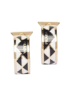 Prada Women's Enameled Metal Earrings - Black White - Black White