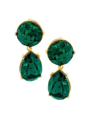 KENNETH JAY LANE 22k-gold-plated & Glass Crystal Clip-on Drop Earrings - Emerald