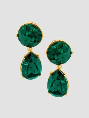 KENNETH JAY LANE 22k-gold-plated & Glass Crystal Clip-on Drop Earrings - Emerald